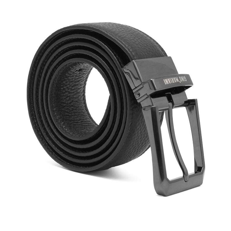 Gino Mariani Elwood Buckle Belt Kulit Pria Black/Coffee