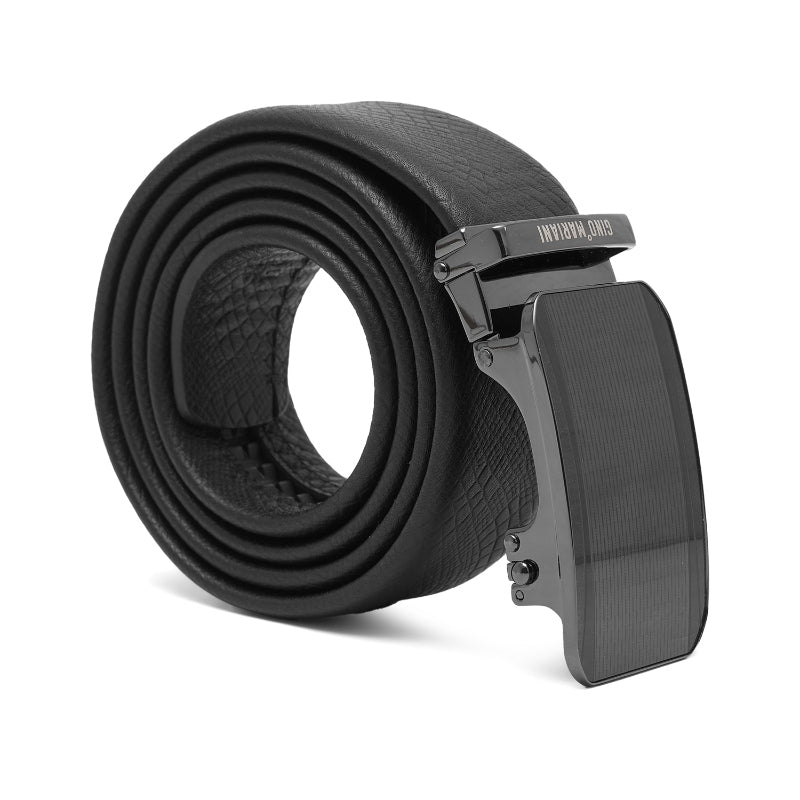 Gino Mariani Elroy Buckle Belt Kulit Pria Black